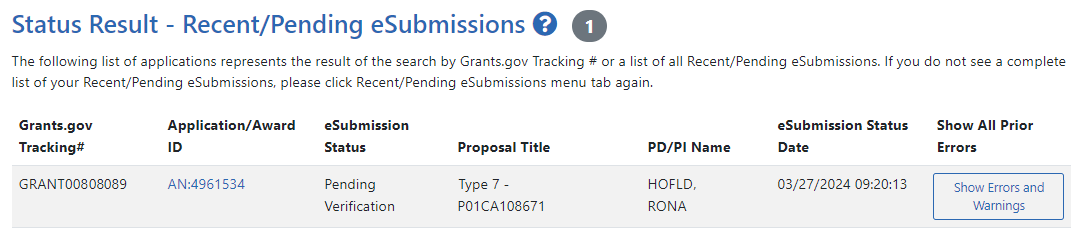 How Does a PI Track Submission Status?