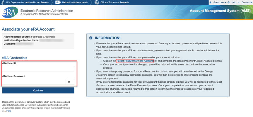 Federated Institutions/Organizations Commons Login