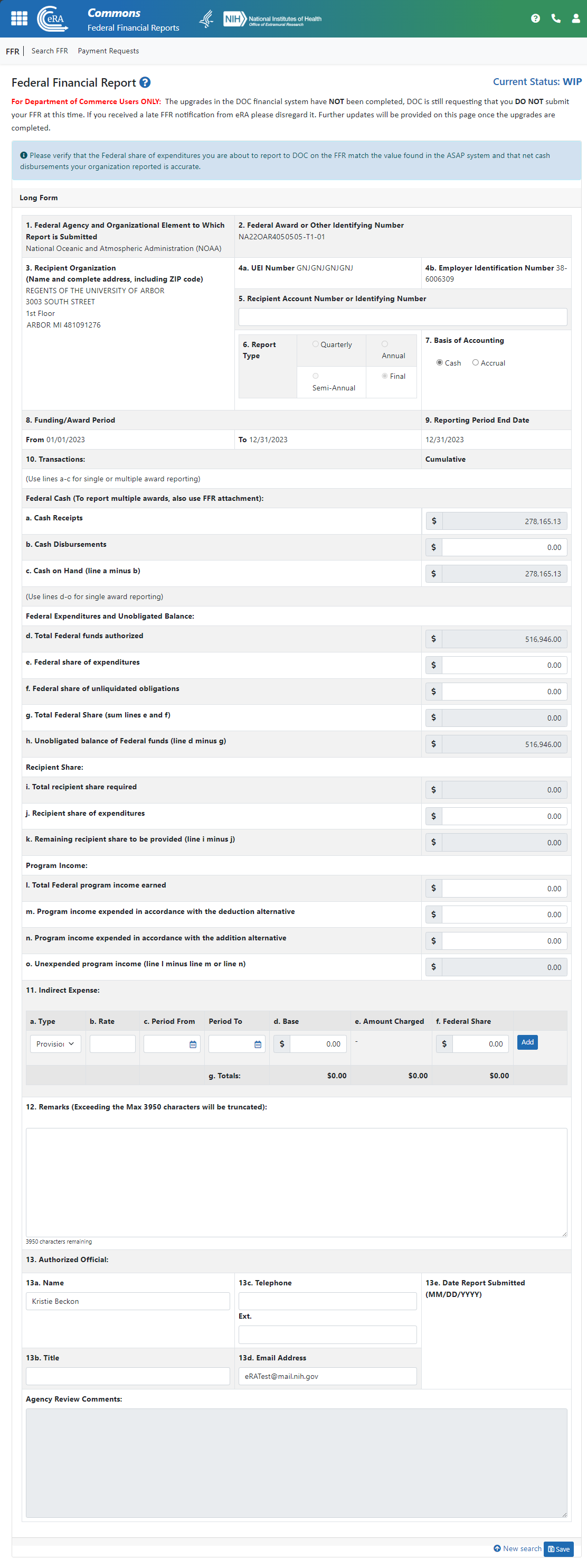 Federal Financial Report (FFR) Module (DOC)