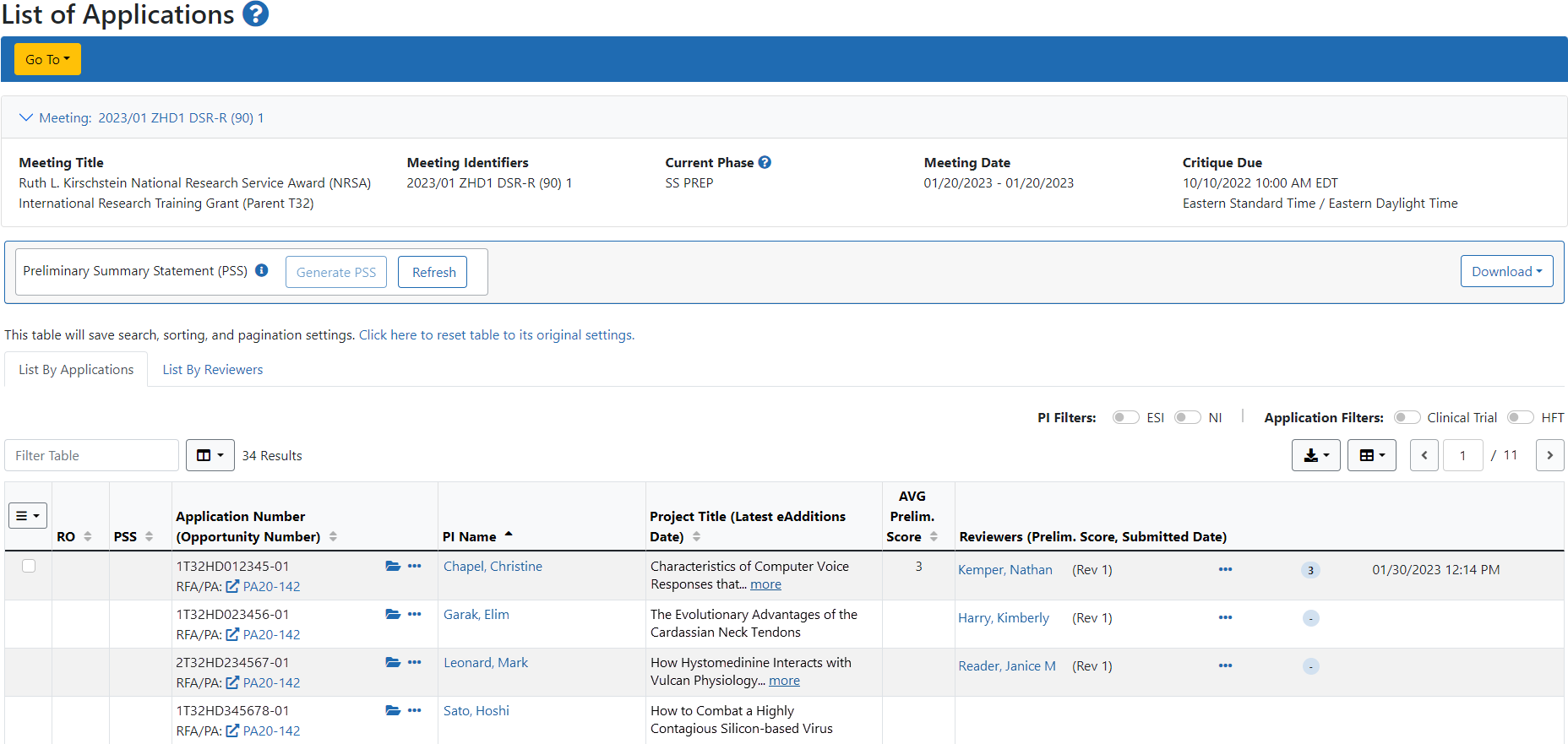 List of Applications