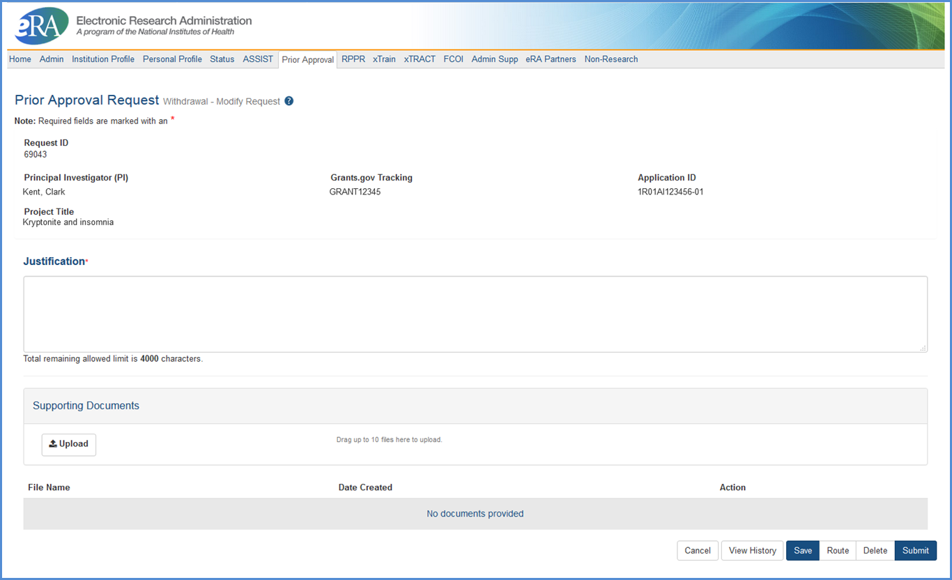 Seek Prior Approval for Withdrawal of Application | eRA