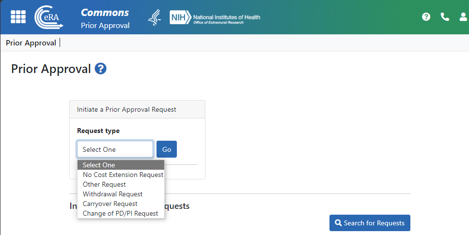 Seek Prior Approval for Withdrawal of Application | eRA